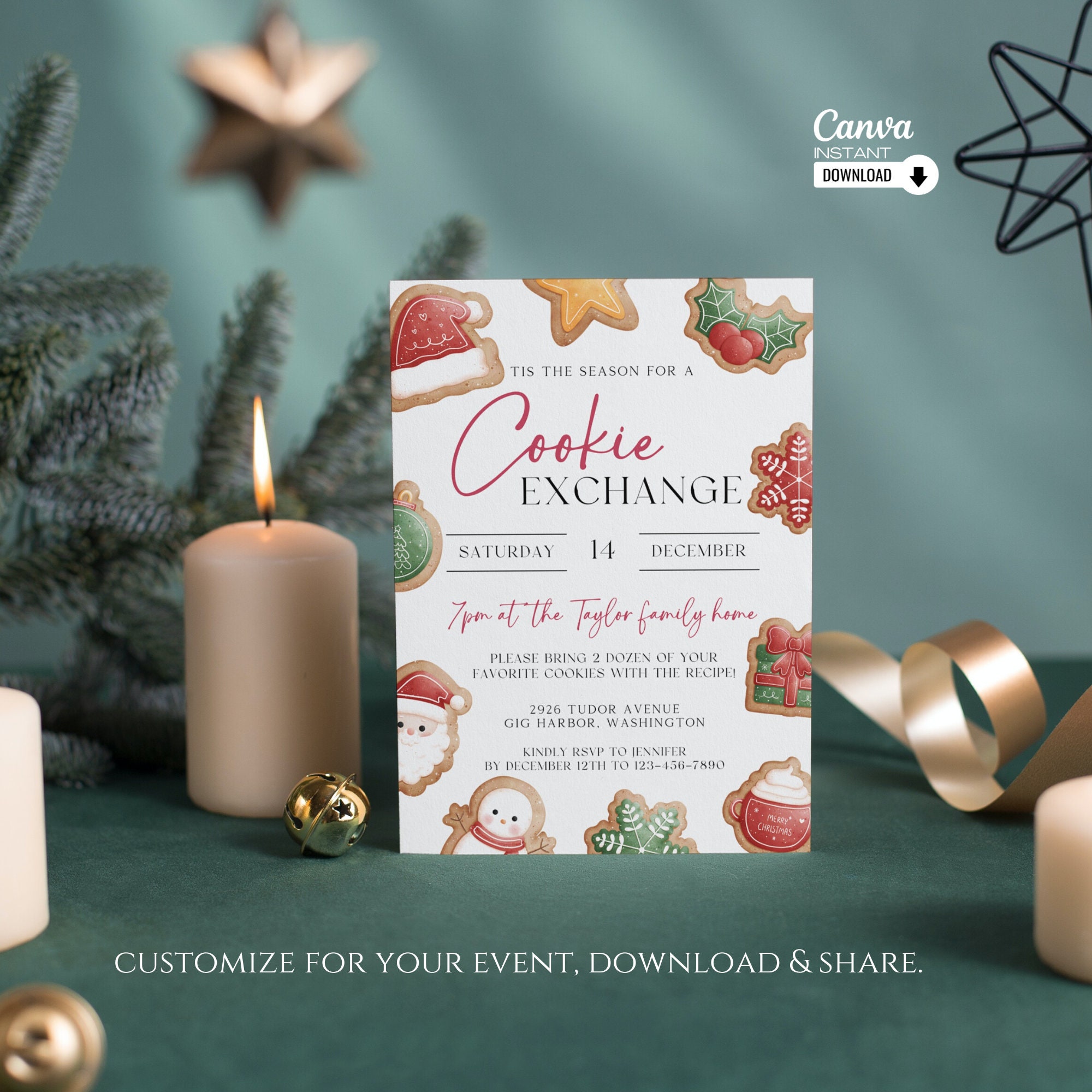 Editable Cookie Exchange Invitation: Christmas Baking Party (digital ...