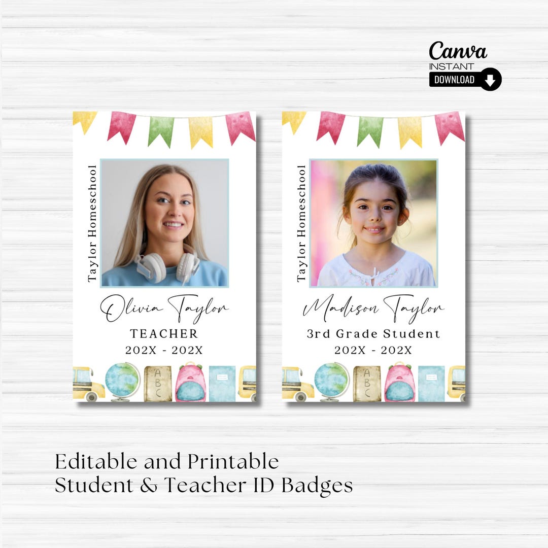 Editable Homeschool Teacher & Student ID Card Template (digital ...
