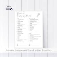 Editable Bridal Shower Planning Checklist Template, Printable Wedding ...