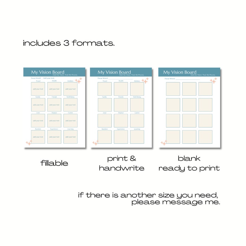 Editable Vision Board Template, Printable Vision Board, Digital Vision ...