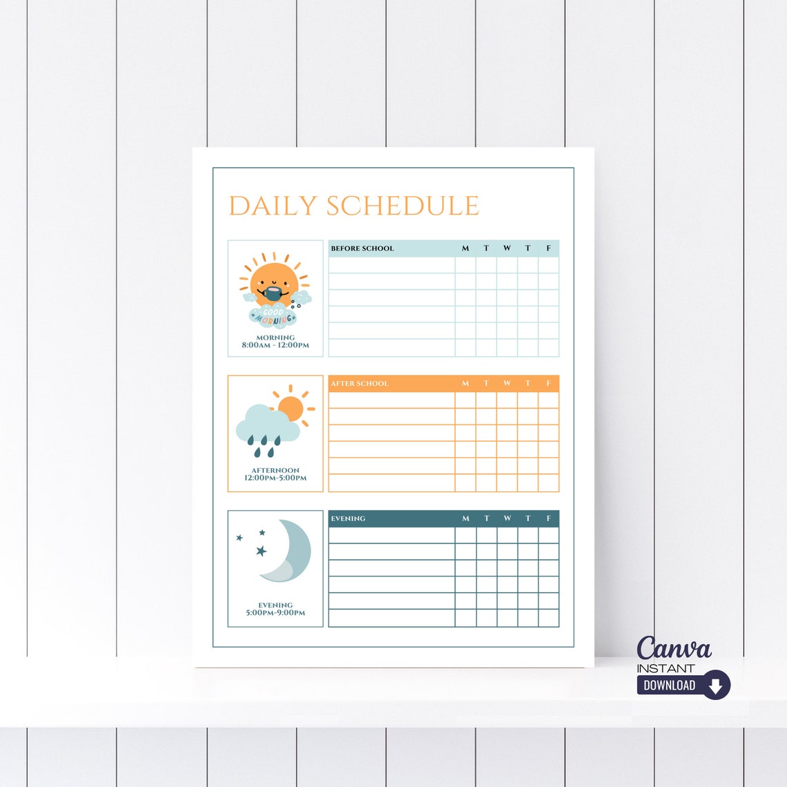 Editable Kids Daily Routine Checklist Template, Printable Chore Chart ...