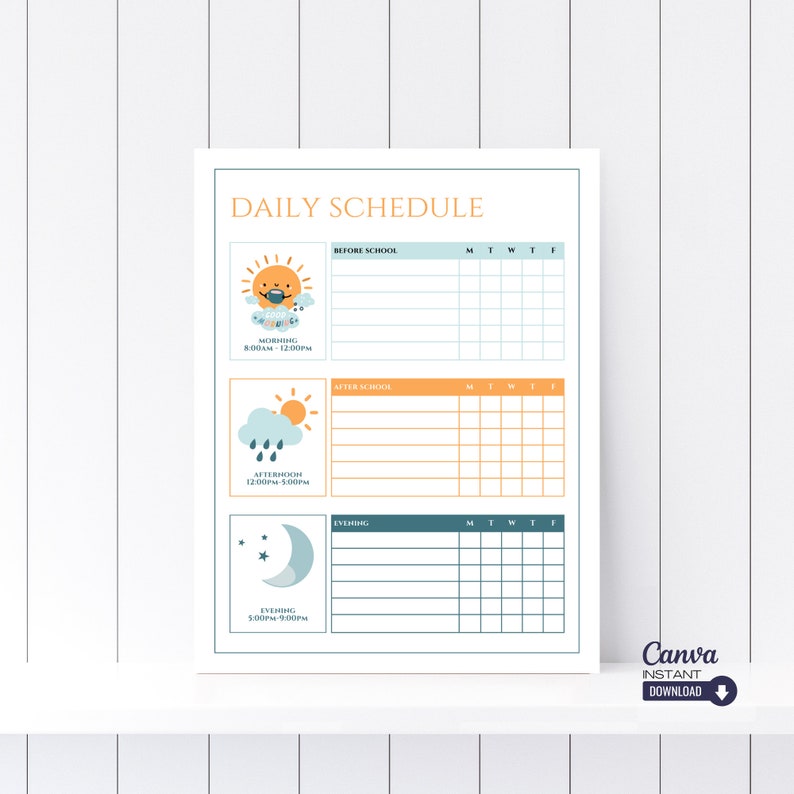 Editable Kids Daily Routine Checklist: Printable Chore Chart (canva ...