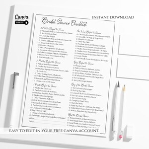 Editable Bridal Shower Planning Checklist (PDF Template) - Etsy