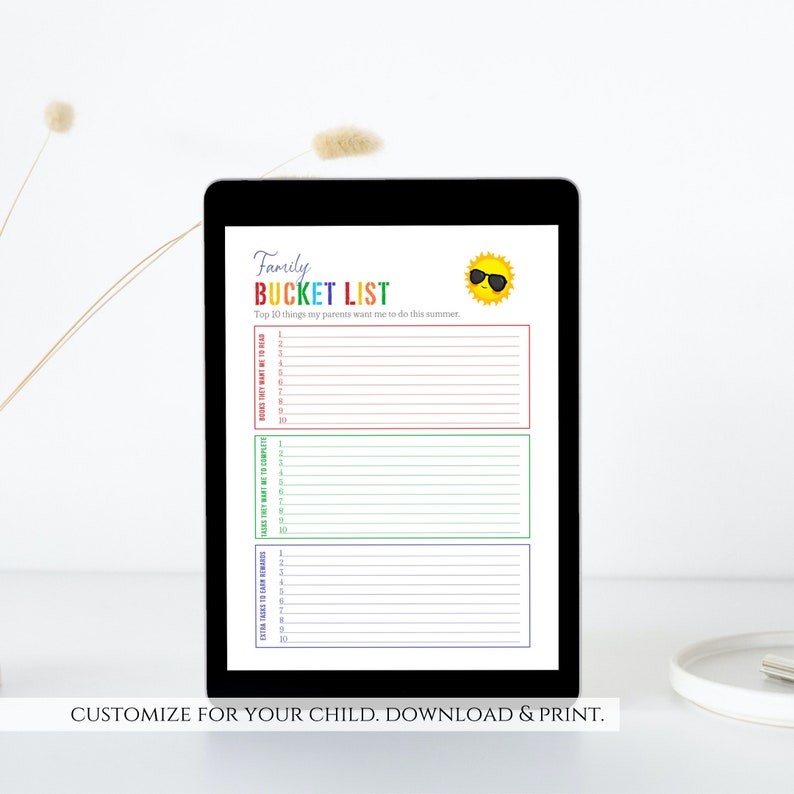 Editable Summer Bucket List Planner Templates, Printable Summer ...