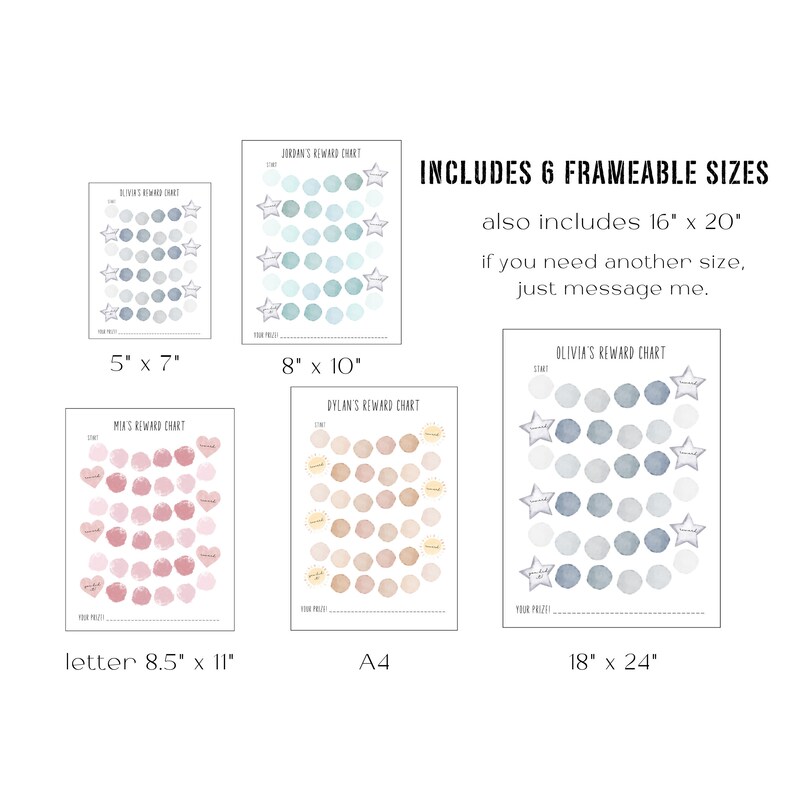 Editable Kids Reward Charts, Printable Responsibility Charts, Toddler ...