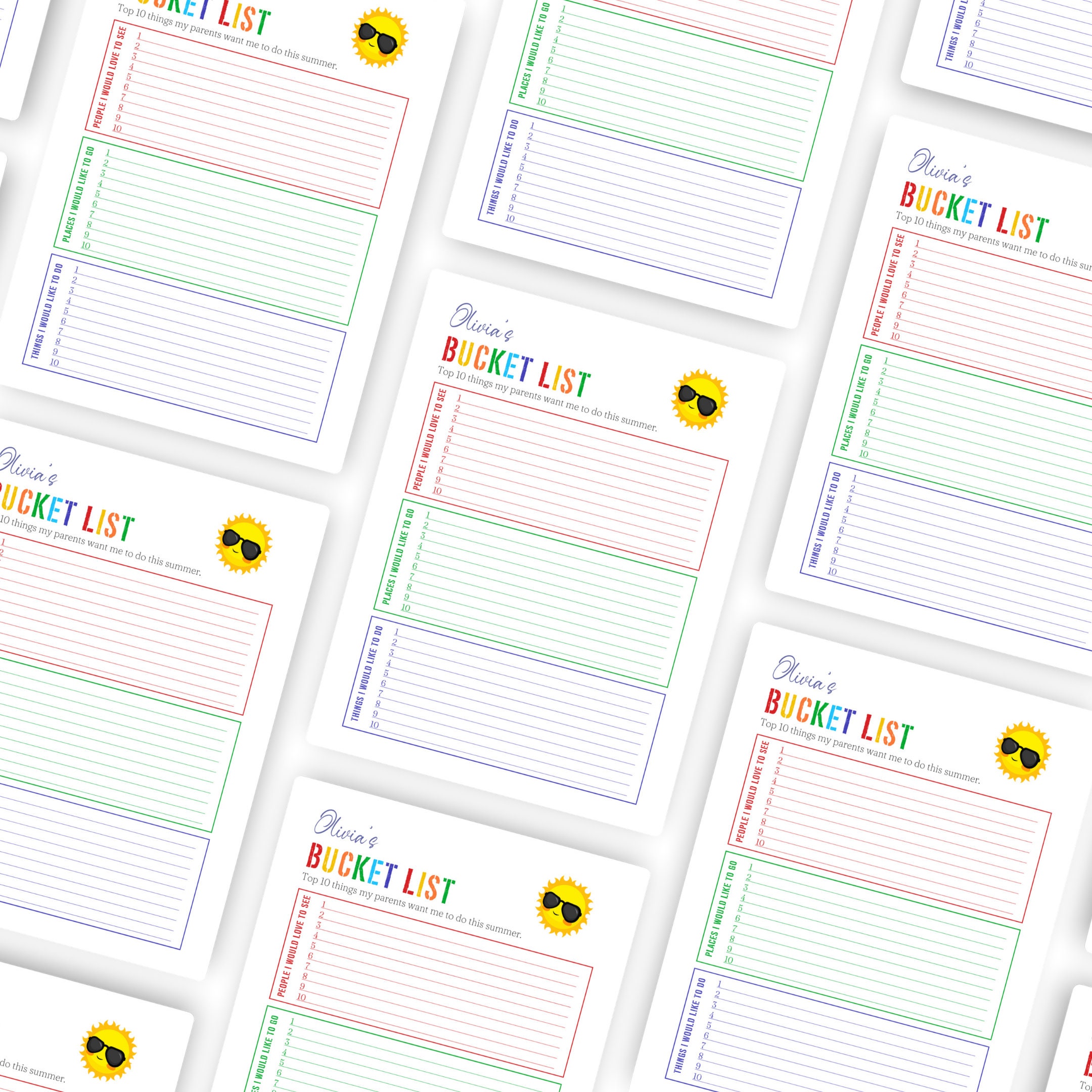 Editable Summer Bucket List Planner, Printable Summer Organizer, Summer ...