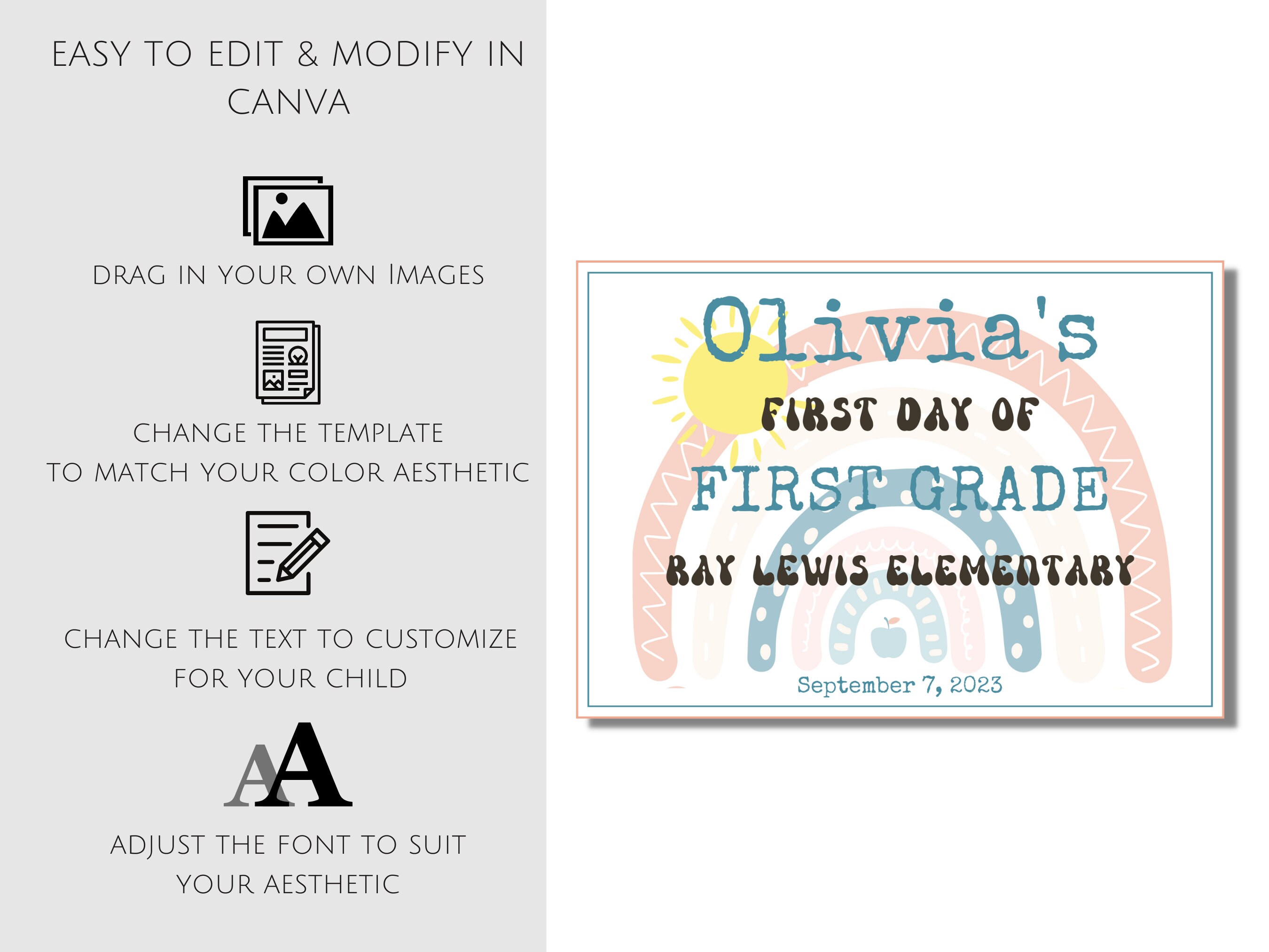 Printable First Day of School Sign Canva Template First Day - Etsy