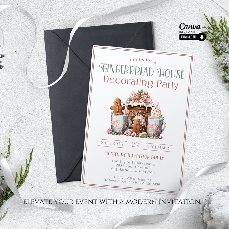 Editable Gingerbread House Decorating Party Invite Template - Etsy