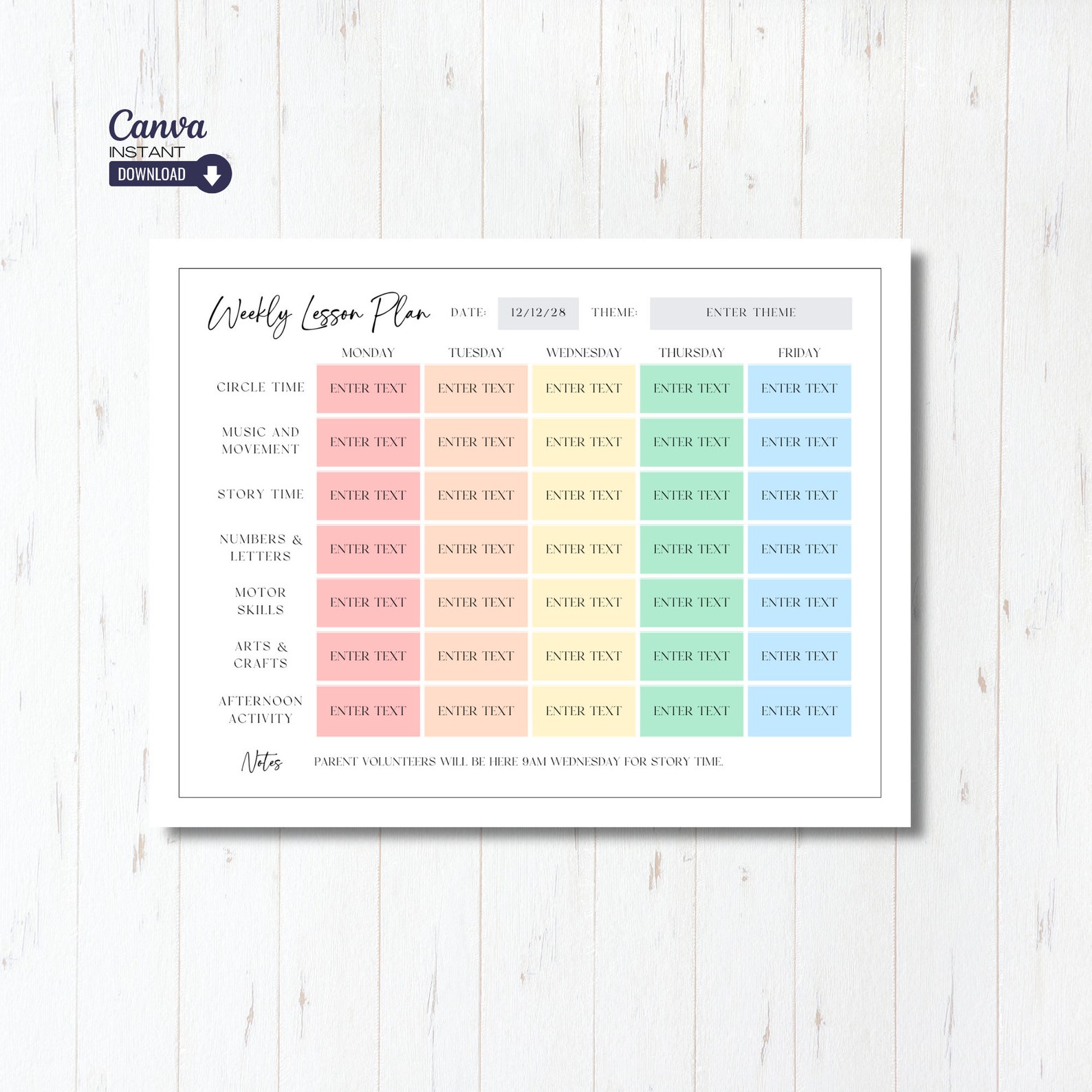 Editable Weekly Lesson Plan Schedule: Homeschool Teacher Planner ...