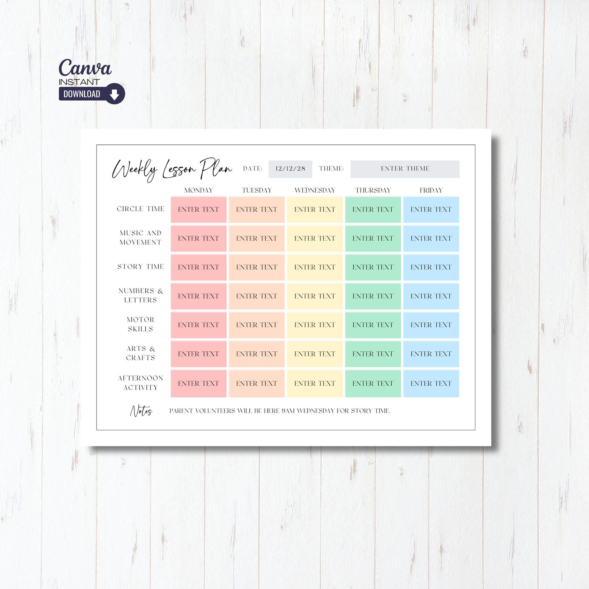 Editable Weekly Lesson Plan Schedule: Homeschool Teacher Planner ...