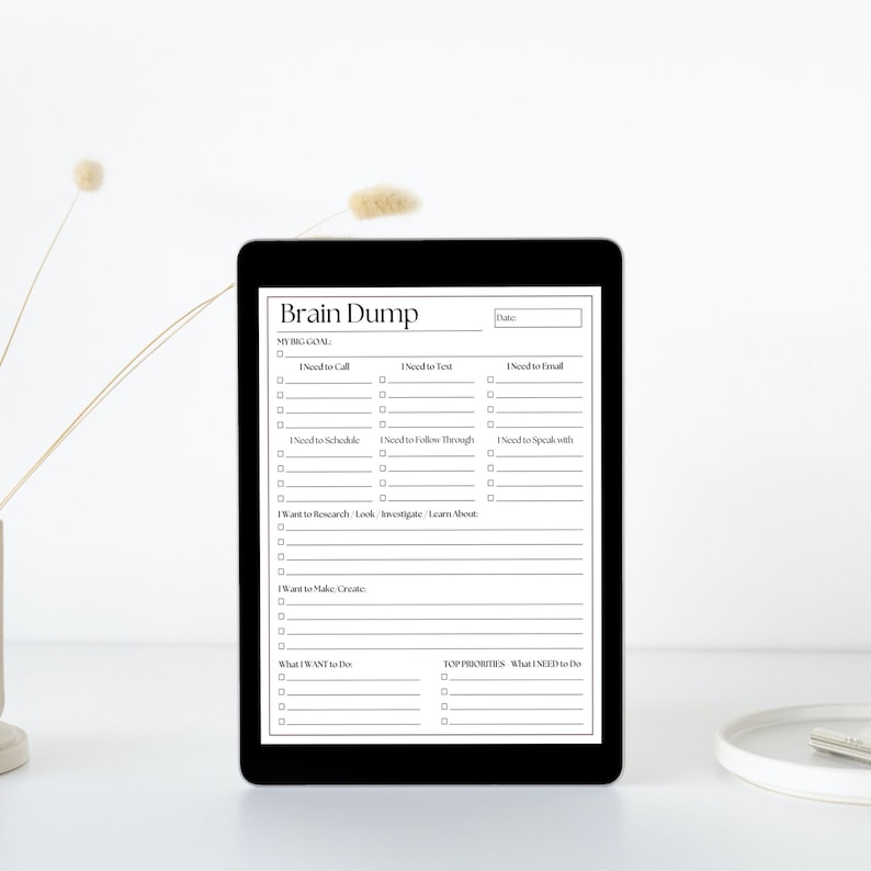 Editable ADHD Brain Dump Printable: Daily Task List (canva Template) - Etsy