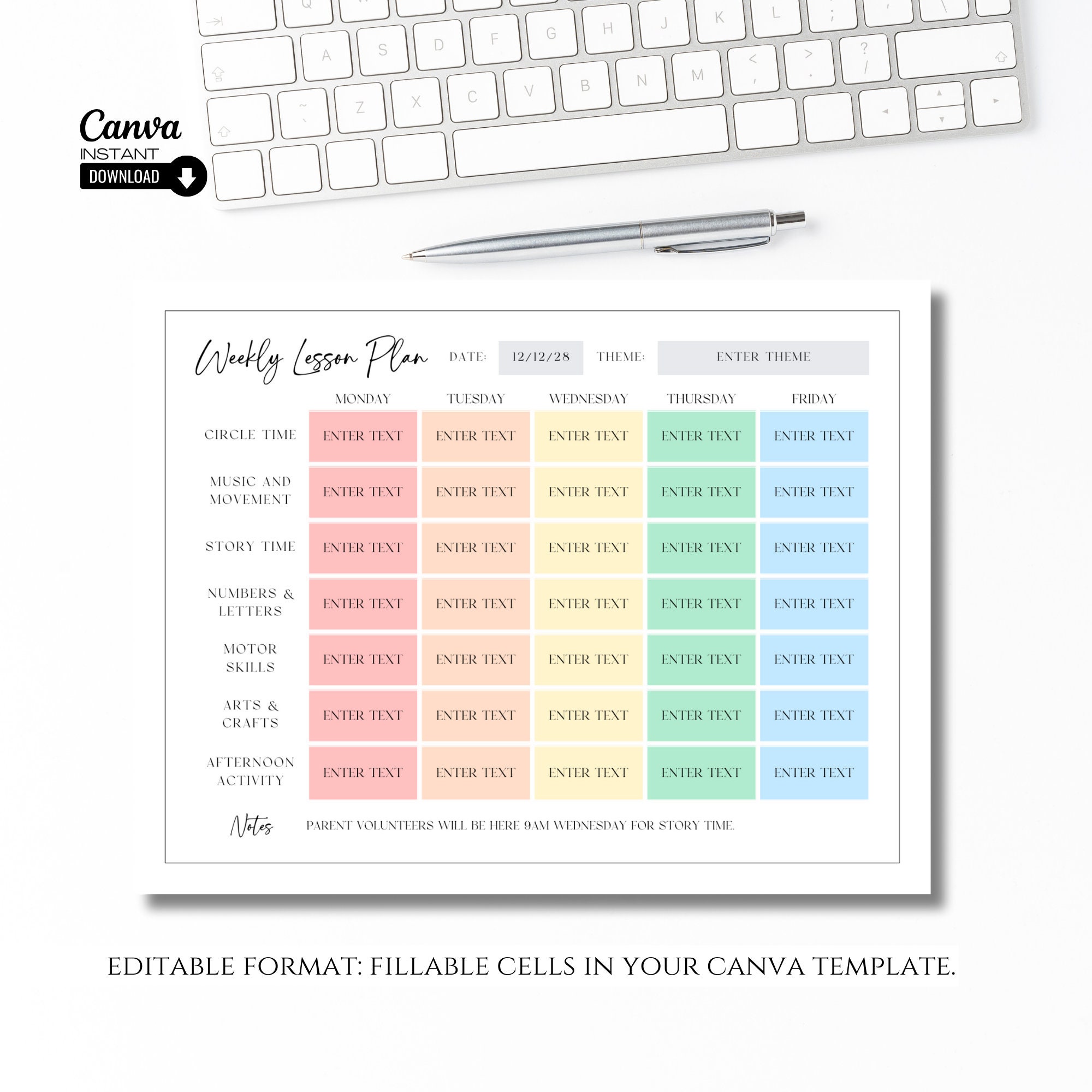 Editable Weekly Lesson Plan Schedule: Homeschool Teacher Planner ...