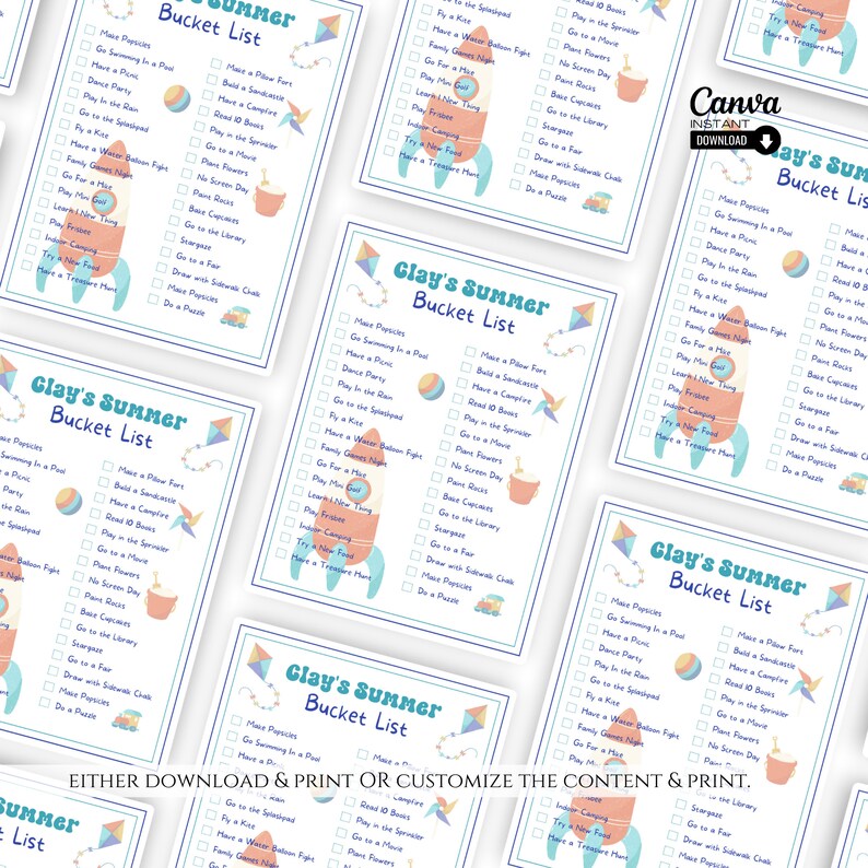 Editable Summer Bucket List, Printable Summer to Do List, Summer ...