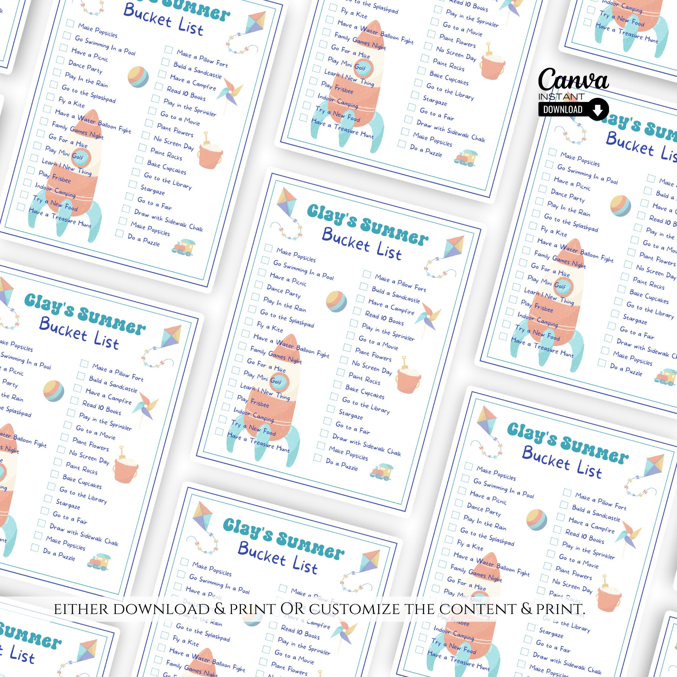 Editable Summer Bucket List, Printable Summer to Do List, Summer ...