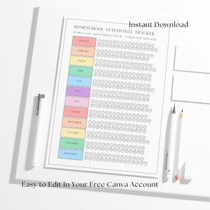 Editable Homeschool Attendance Log Template, Printable Home School ...