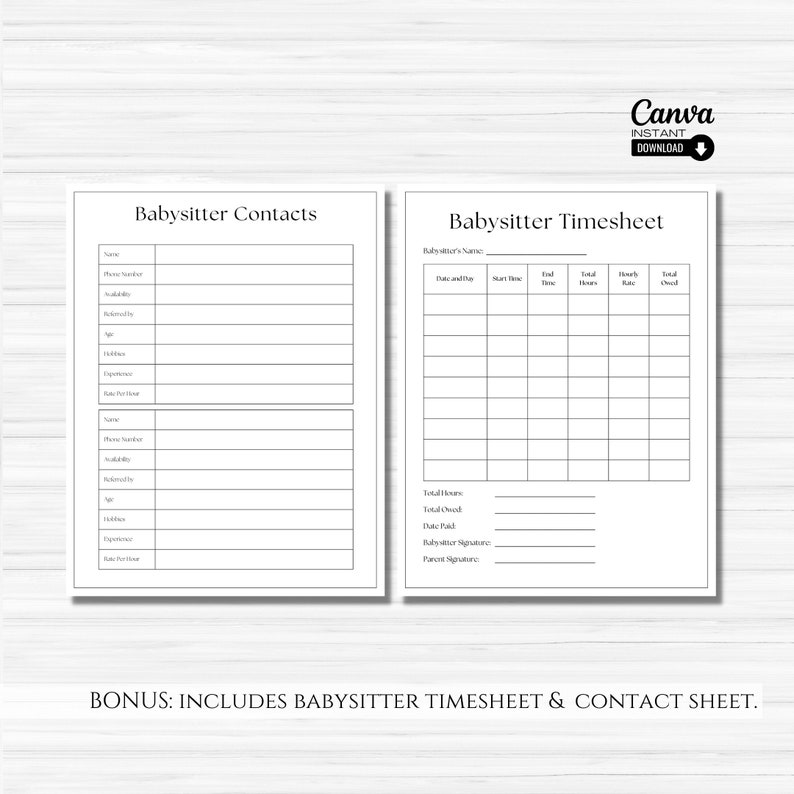 Editable Nanny Notes Printable, Babysitter Report Template (digital ...