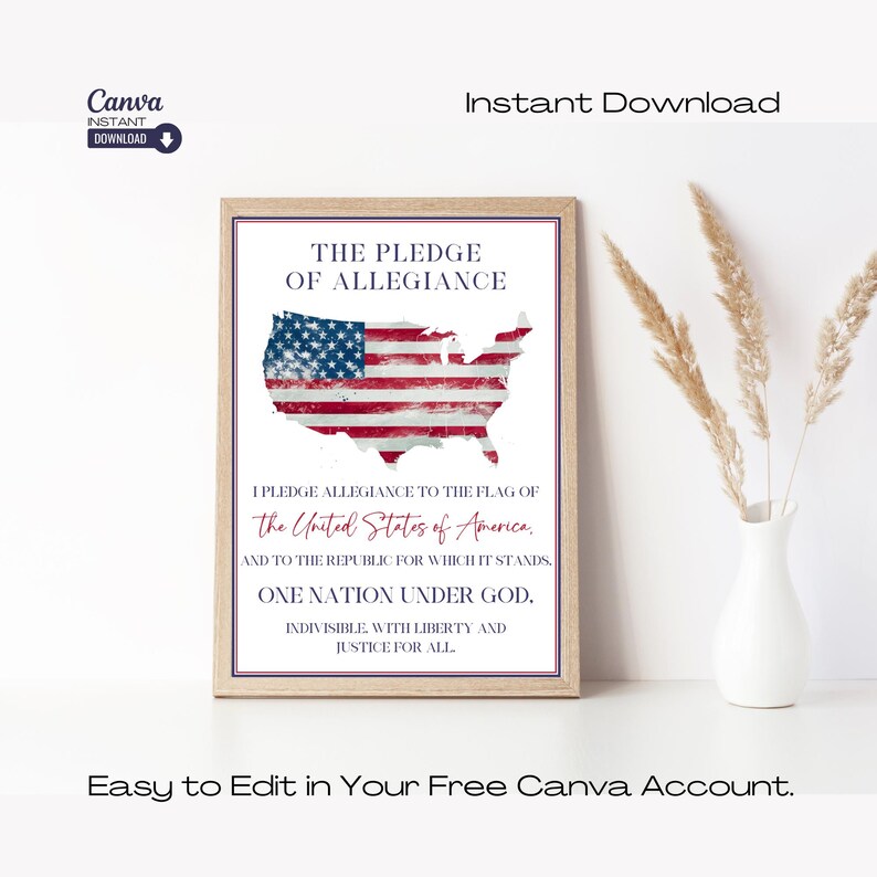 Pledge of Allegiance Classroom Poster: American Flag Printable (digital ...