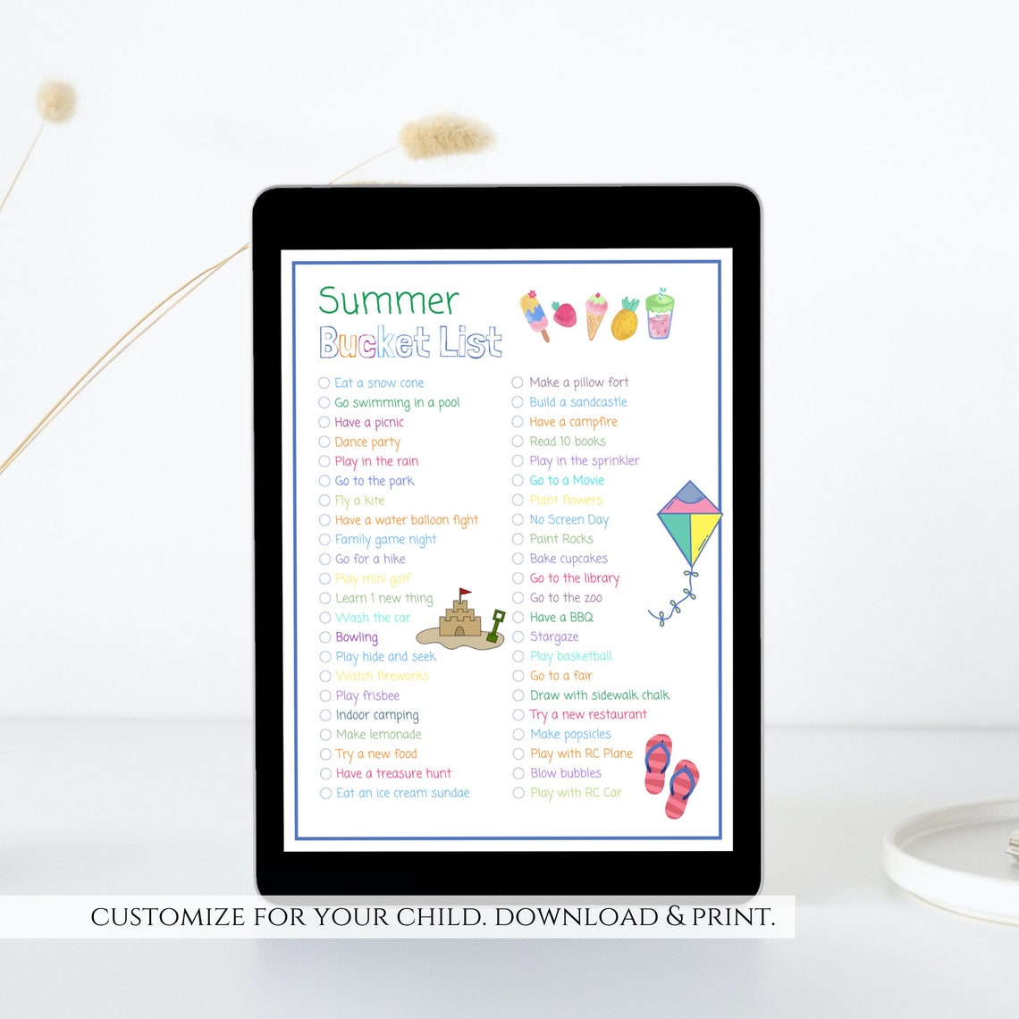 Editable Summer Bucket List, Printable Summer to Do List, Summer ...