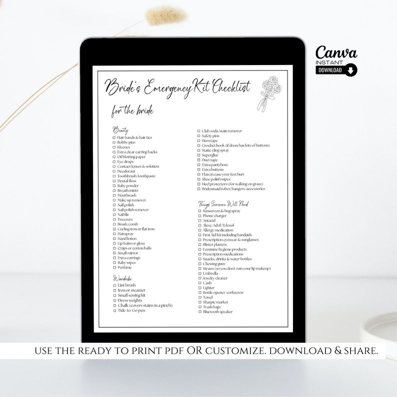 Editable Wedding Day Checklist: Bridal & Groom Suite (printable PDF) - Etsy