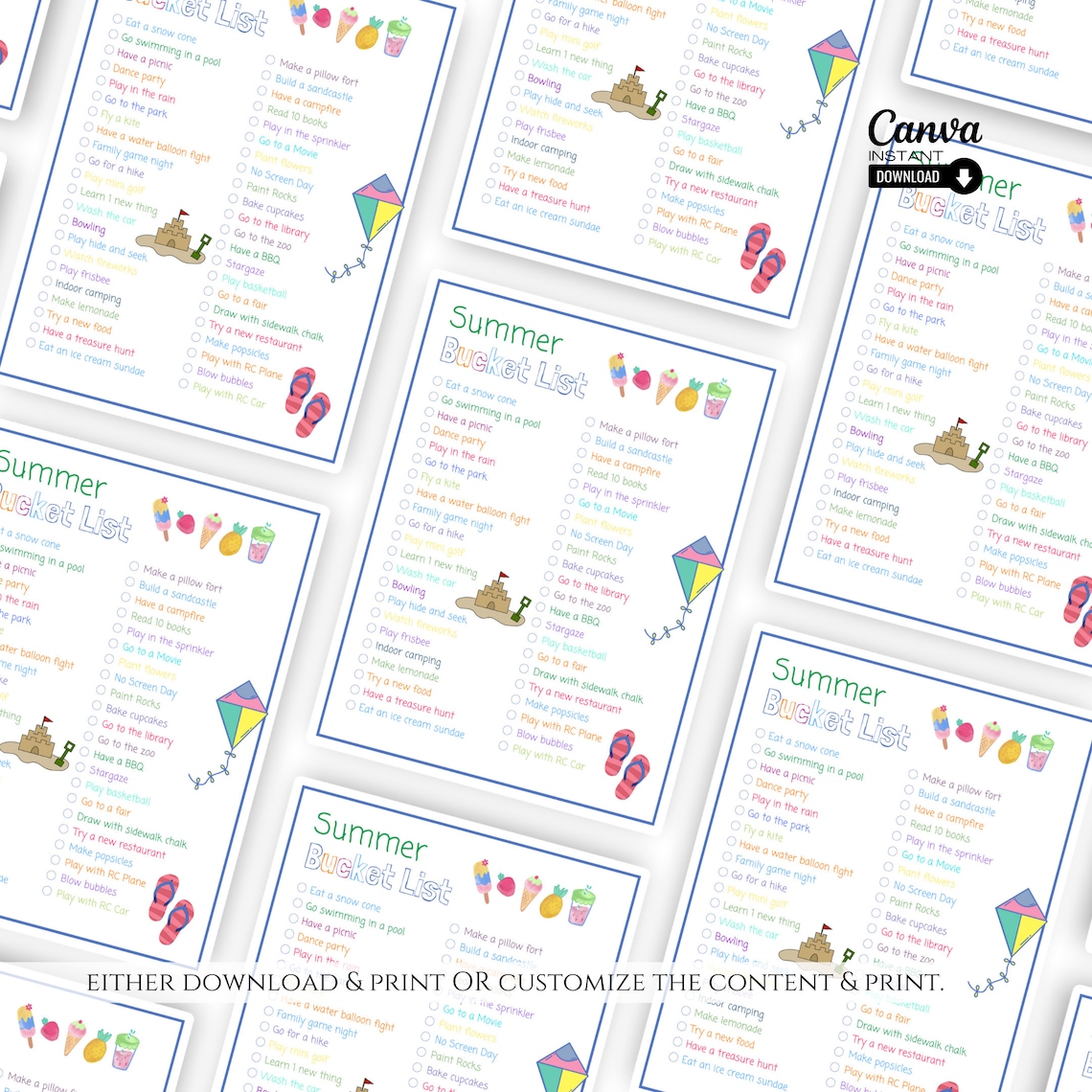 Editable Summer Bucket List Printable Summer to Do List - Etsy