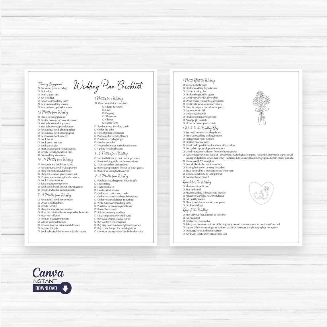 Editable Wedding Plan Checklist Template, Printable Wedding Checklist ...