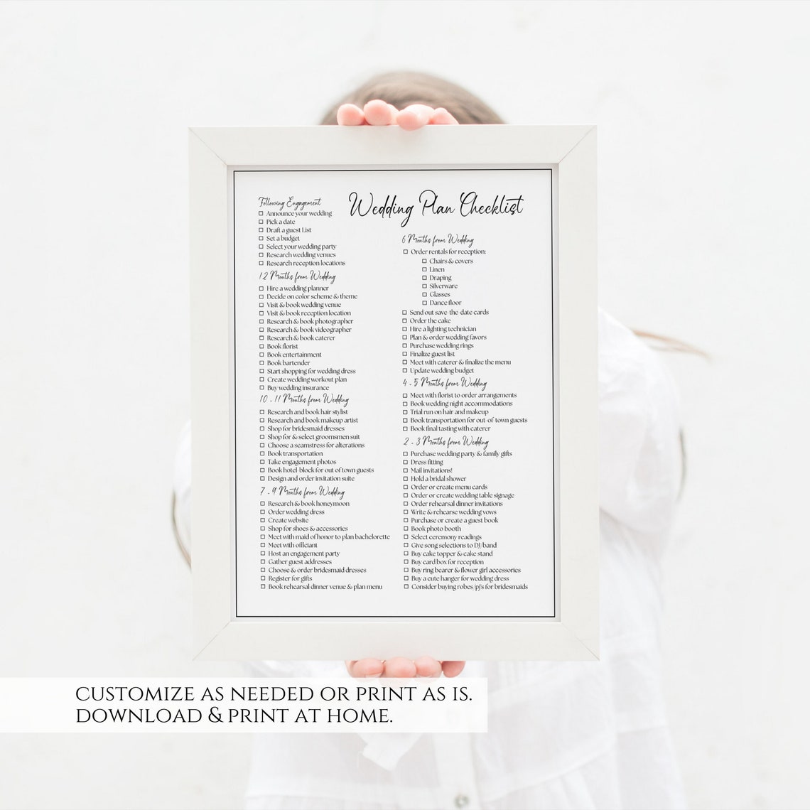 Editable Wedding Plan Checklist Template, Printable Wedding Checklist ...