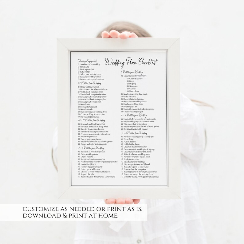 Editable Wedding Plan Checklist Template, Printable Wedding Checklist ...