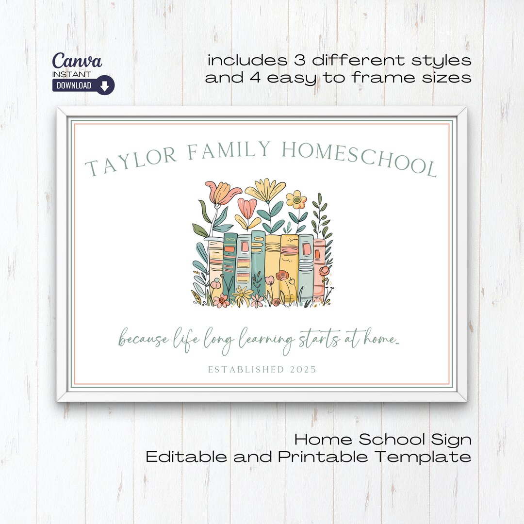 Editable Homeschool Sign Template, Printable Home School Room Art ...