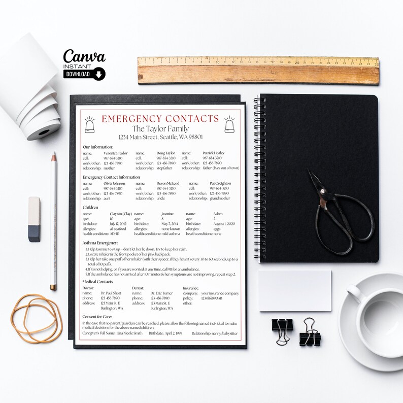 Editable Childcare Notes, Printable Babysitter Important Info Page ...