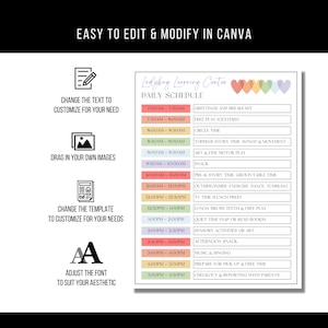 Editable Daycare Daily Schedule Template: Printable Routine Log (canva ...