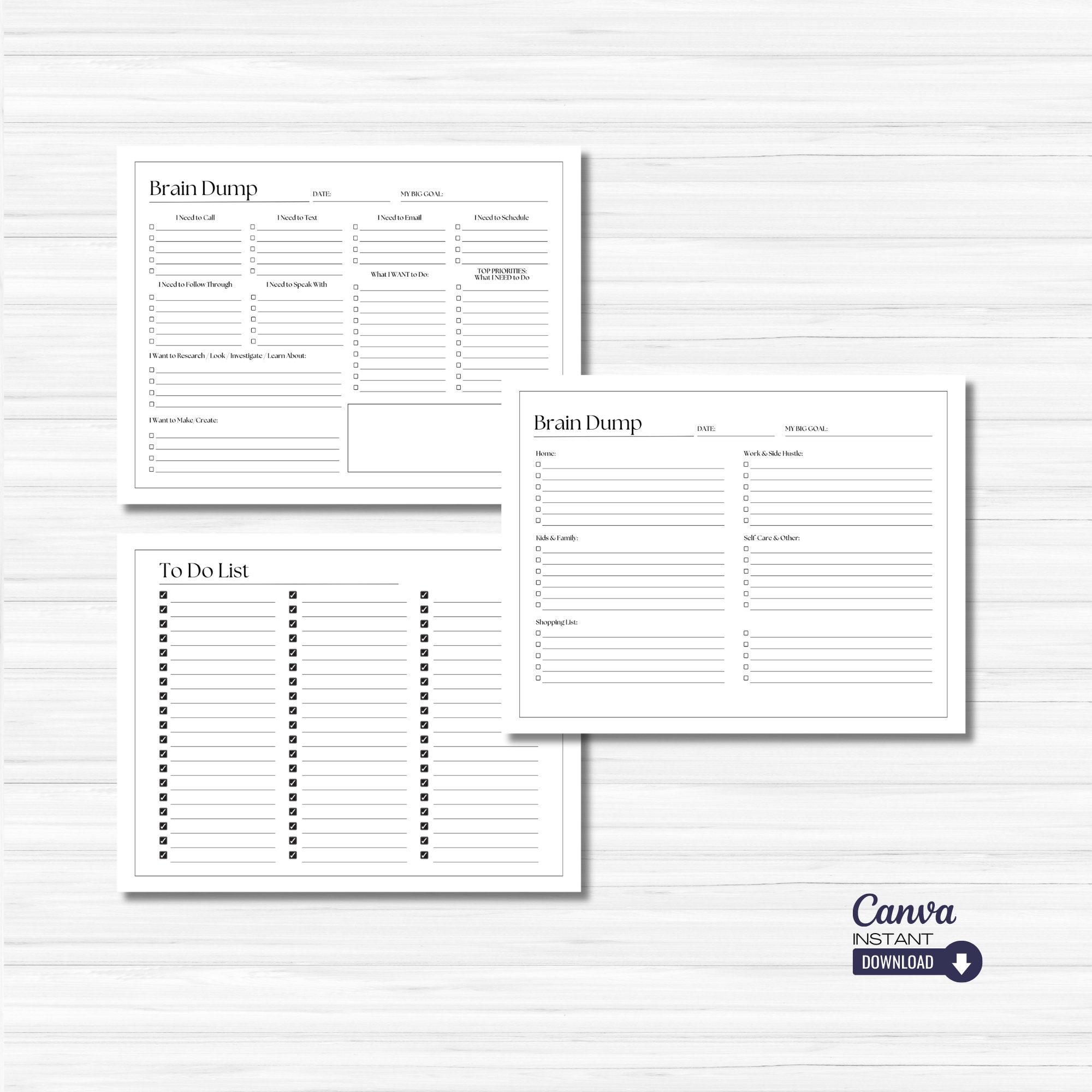 Editable ADHD Brain Dump Printable, ADHD Planner, to Do List Template ...