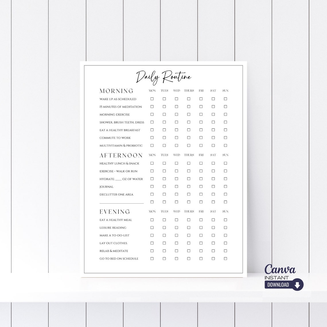 Editable Daily Routine Checklist Template, Printable Daily Routine ...