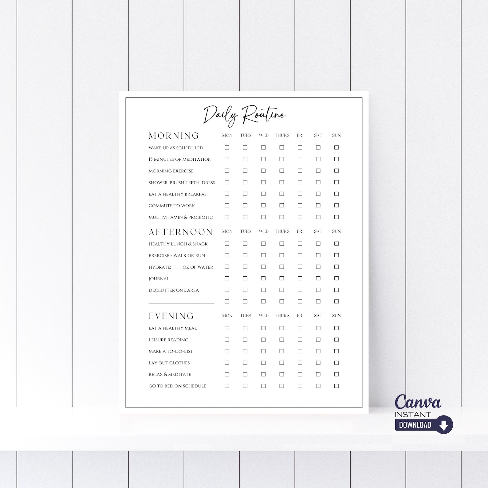 Editable Daily Routine Checklist: Printable Habit Tracker (digital ...
