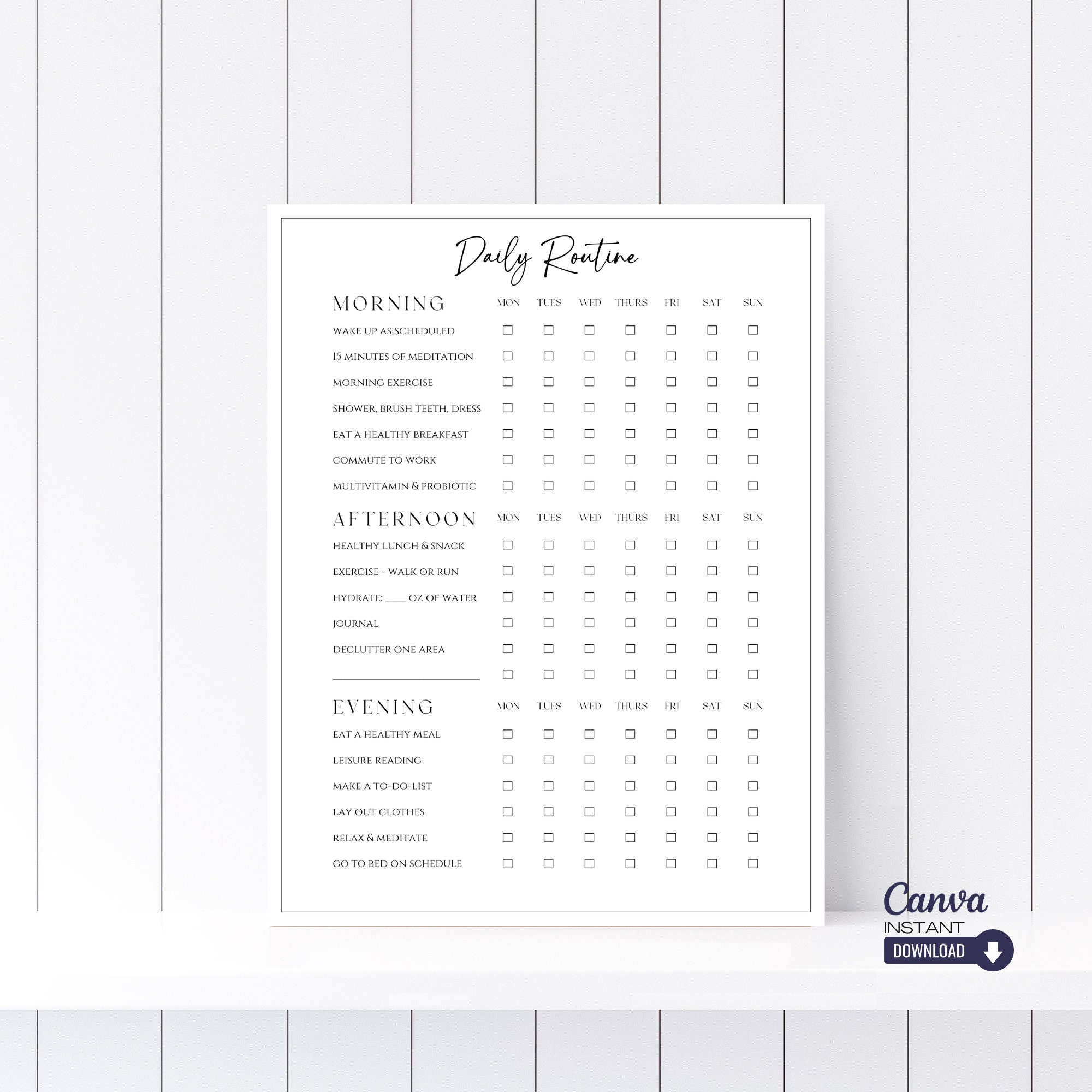Editable Daily Routine Checklist: Printable Habit Tracker (digital ...