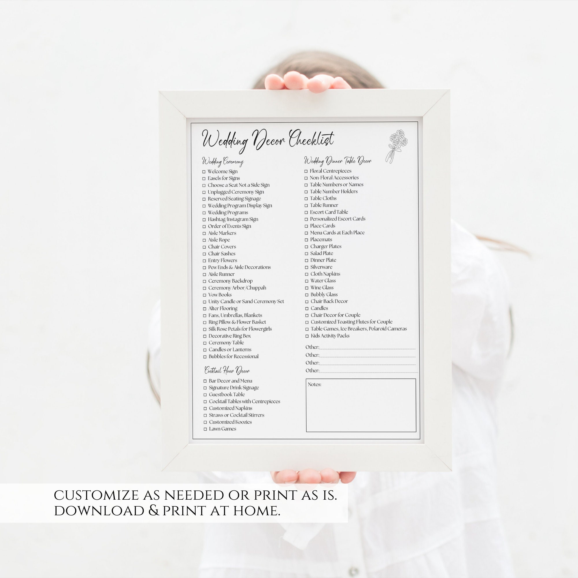 Editable Wedding Decor Checklist Template, Printable Wedding Checklist ...