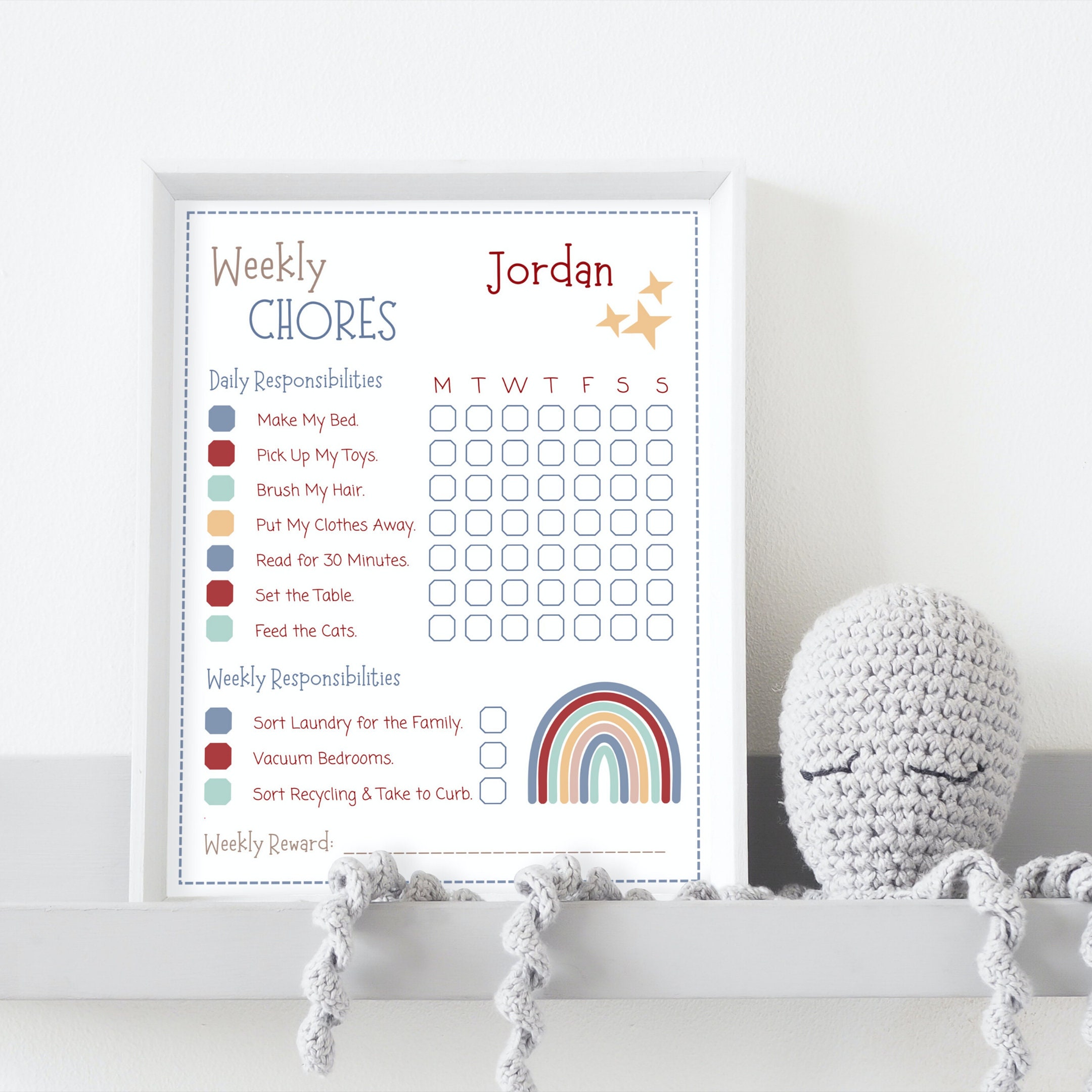Editable Reward Chart Template, Printable Responsibility Chart, Reward ...
