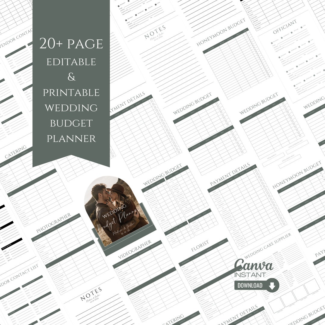 Editable Wedding Budget Planner Template, Printable Wedding Planner ...