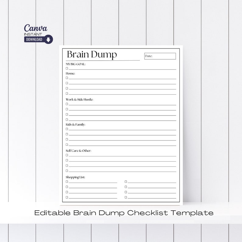 Editable ADHD Brain Dump Printable, ADHD Planner, to Do List Template ...