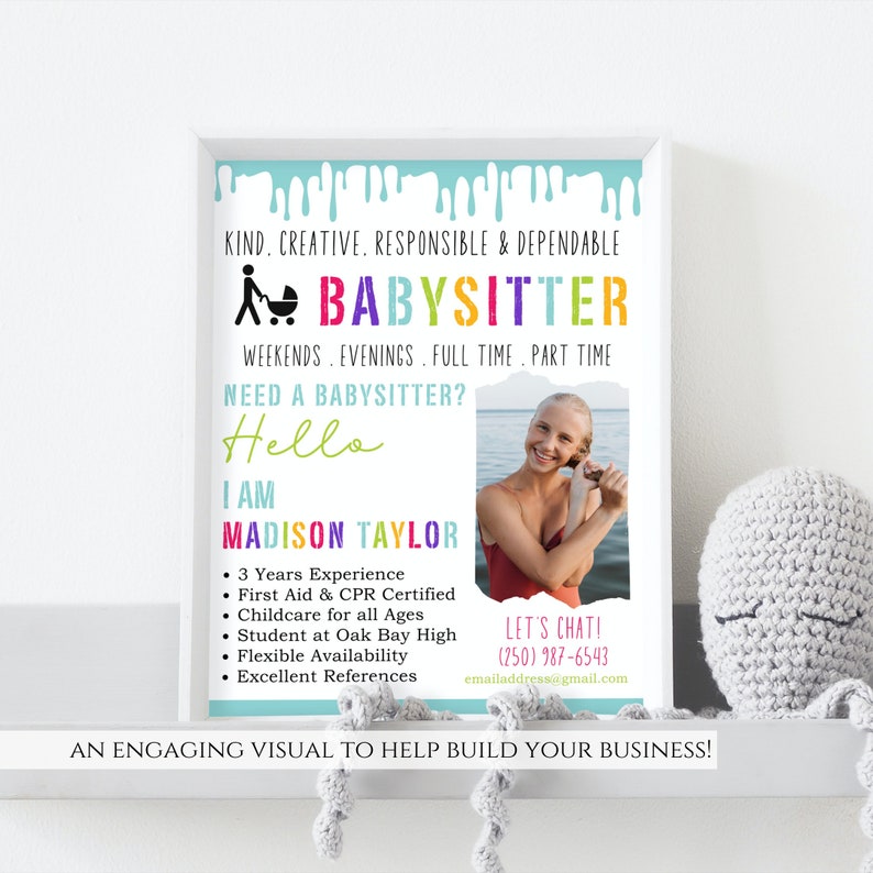 Editable Babysitter Flyer Template: Childcare Services (digital ...