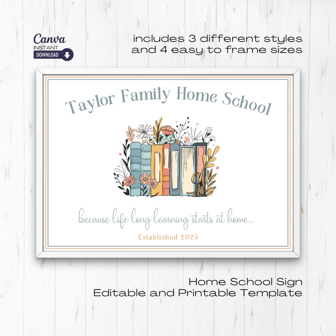 Editable Homeschool Sign Template, Printable Home School Room Art ...