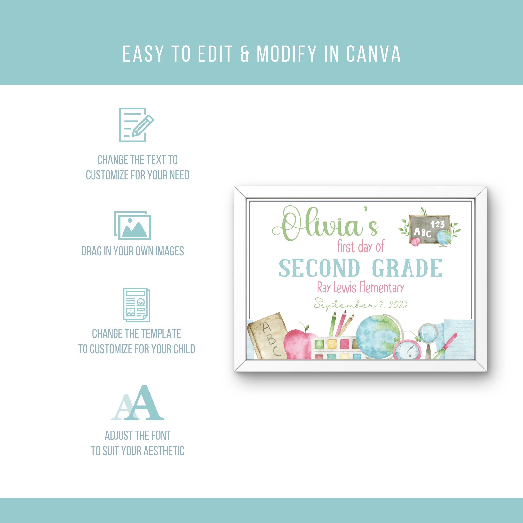 Printable First Day of School Sign Canva Template First Day - Etsy