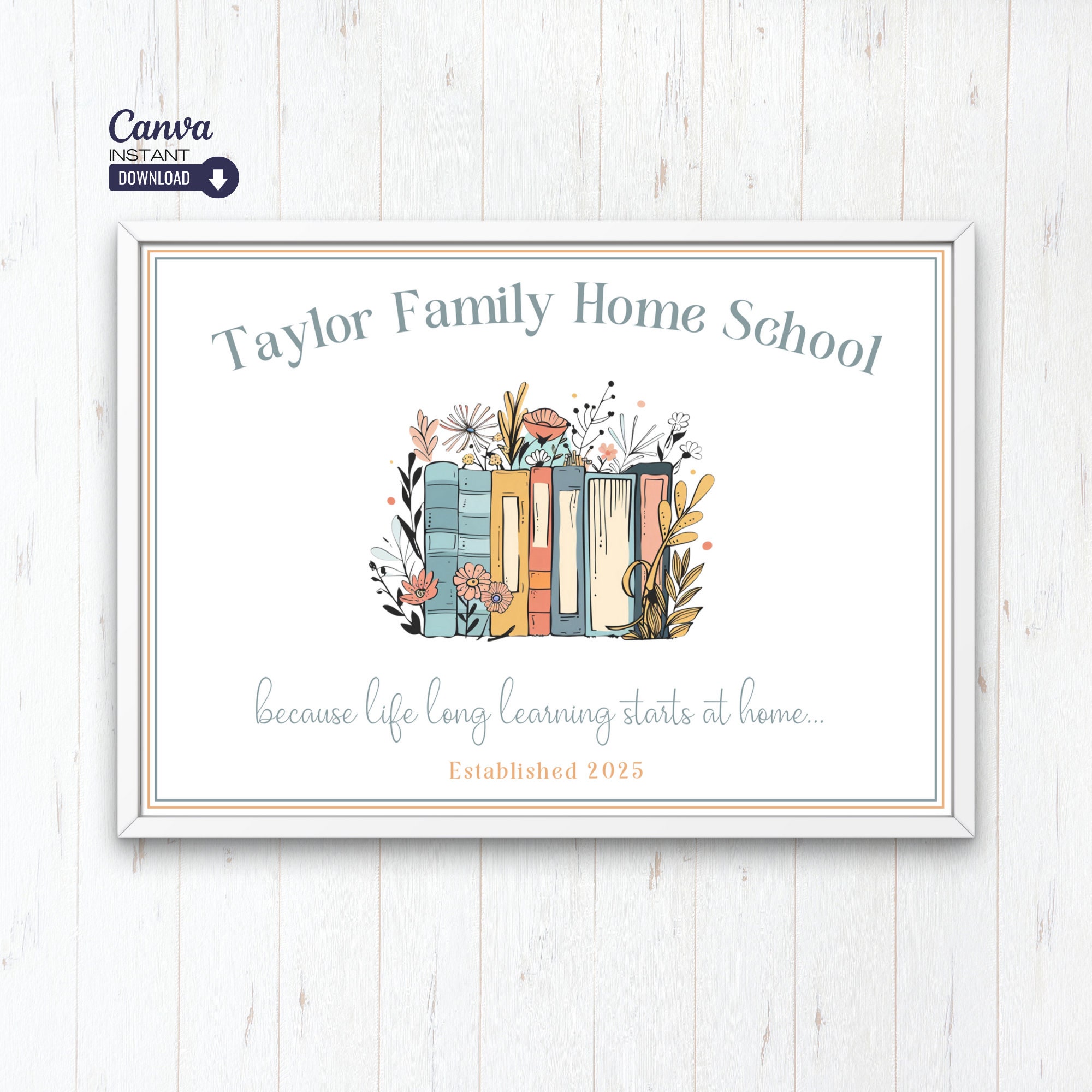 Editable Homeschool Sign Template, Printable Home School Room Art ...