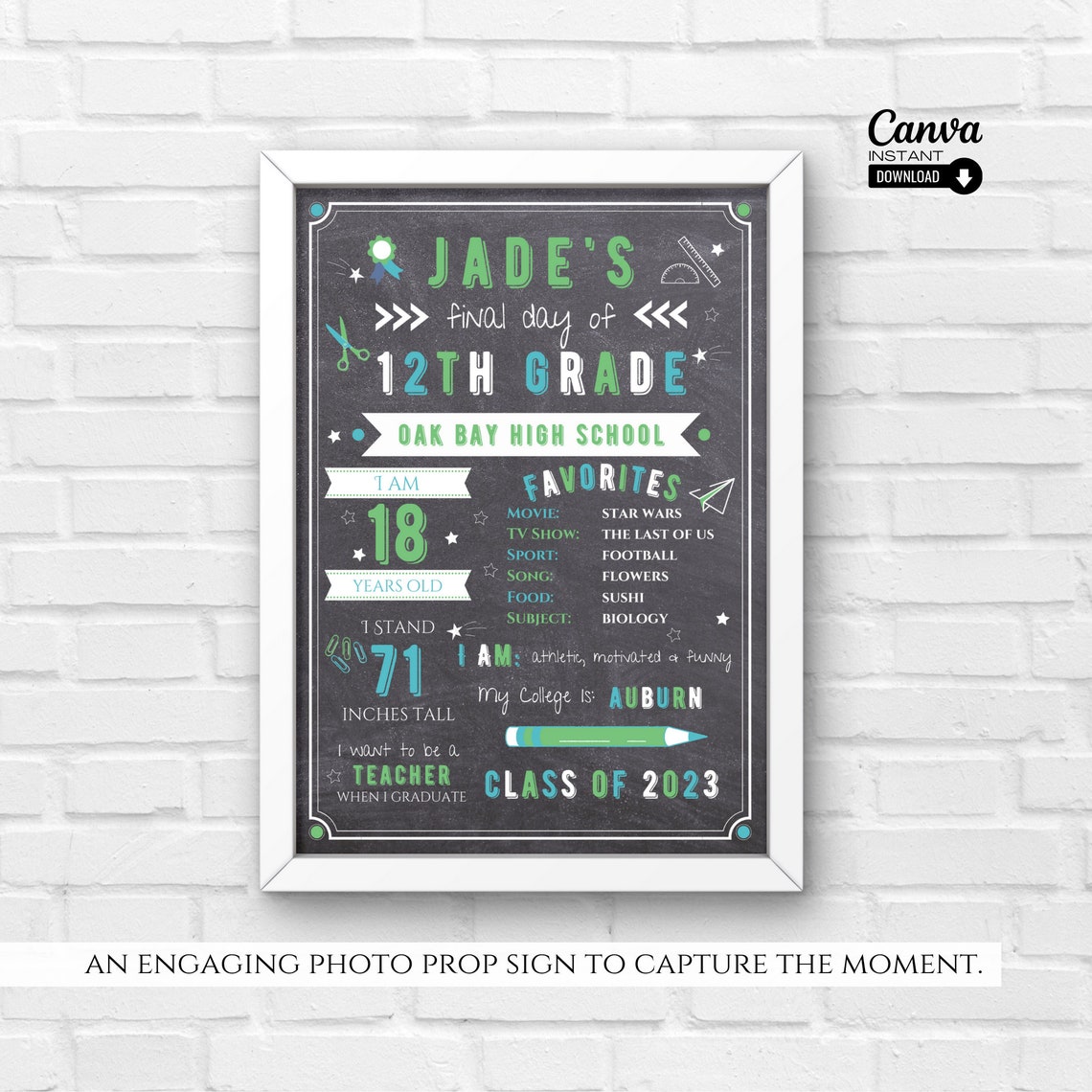 Printable First Day of School Sign, Back to School Chalkboard Sign ...