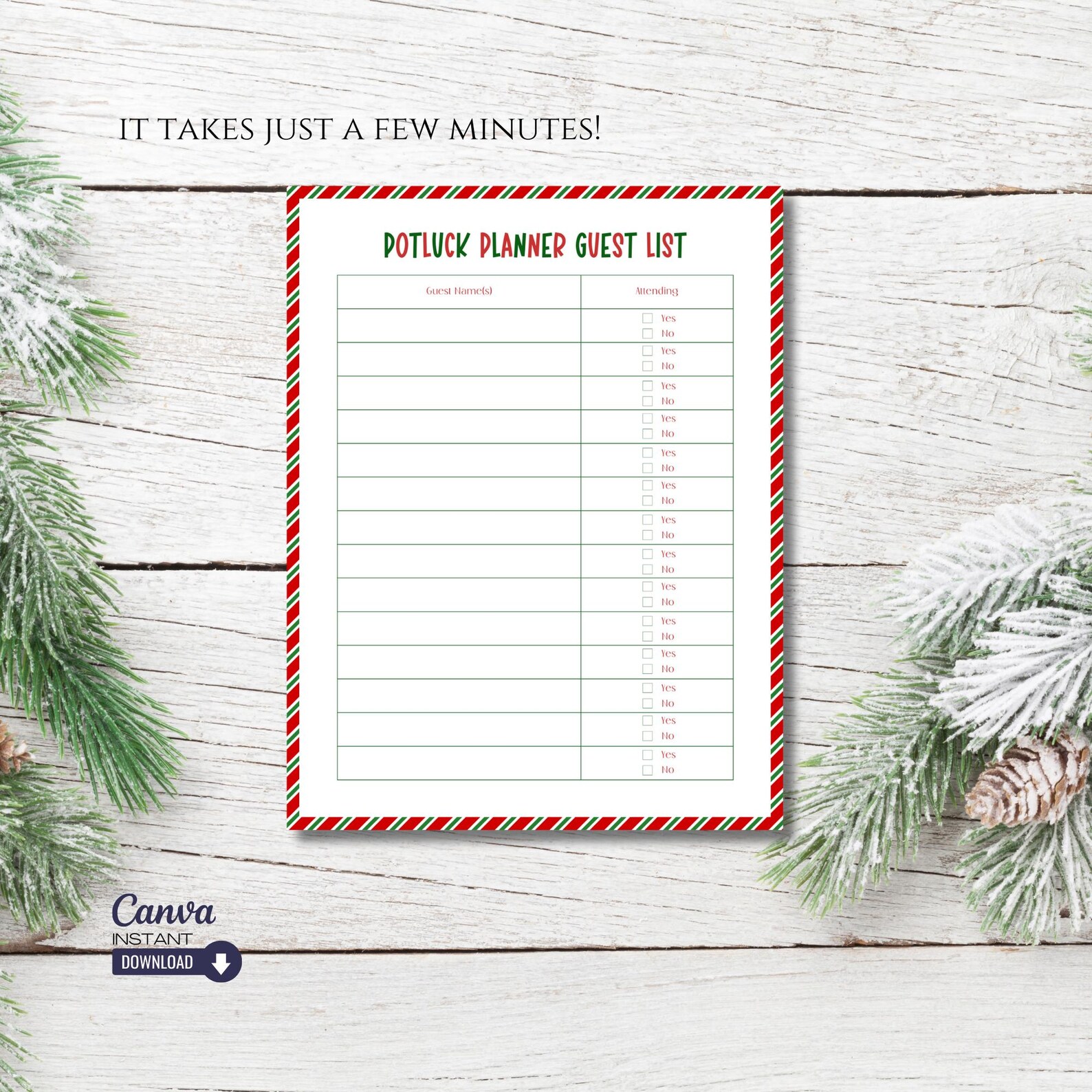 Editable Christmas Potluck Sign up Sheet Template, Printable Holiday ...