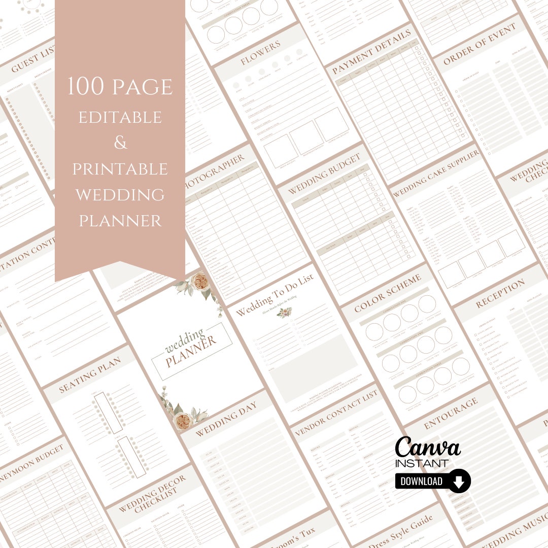 Editable Wedding Planner Template, Printable Wedding Planner Book ...