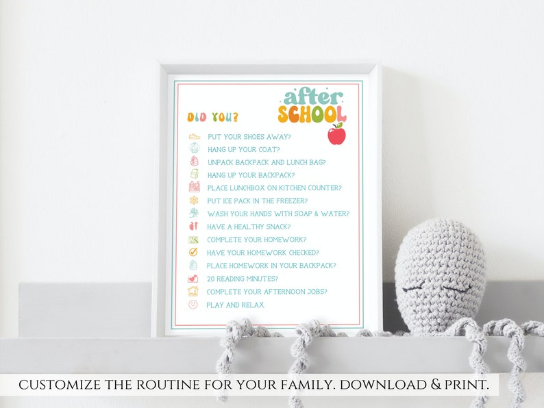 Printable After School Checklist Editable After School - Etsy