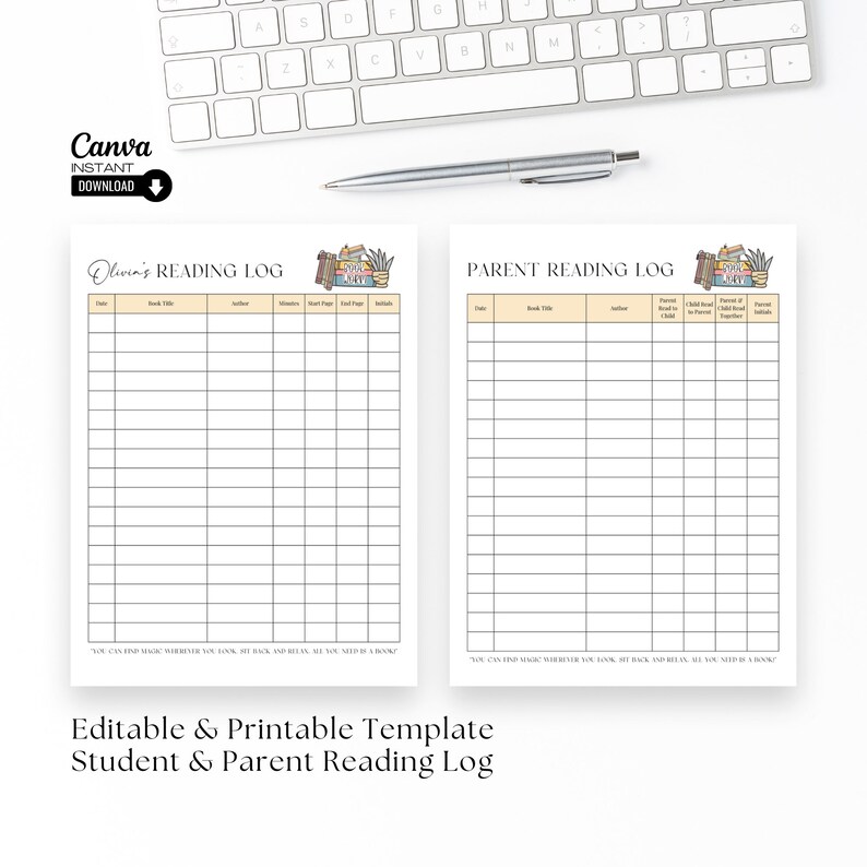 Editable Kids Reading Log Template, Printable Homeschool Reading ...