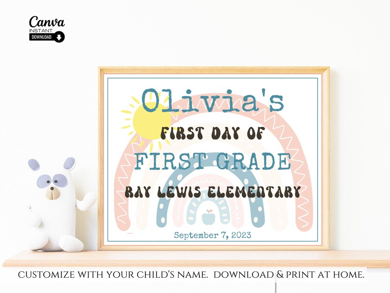 Printable First Day of School Sign Canva Template First Day - Etsy