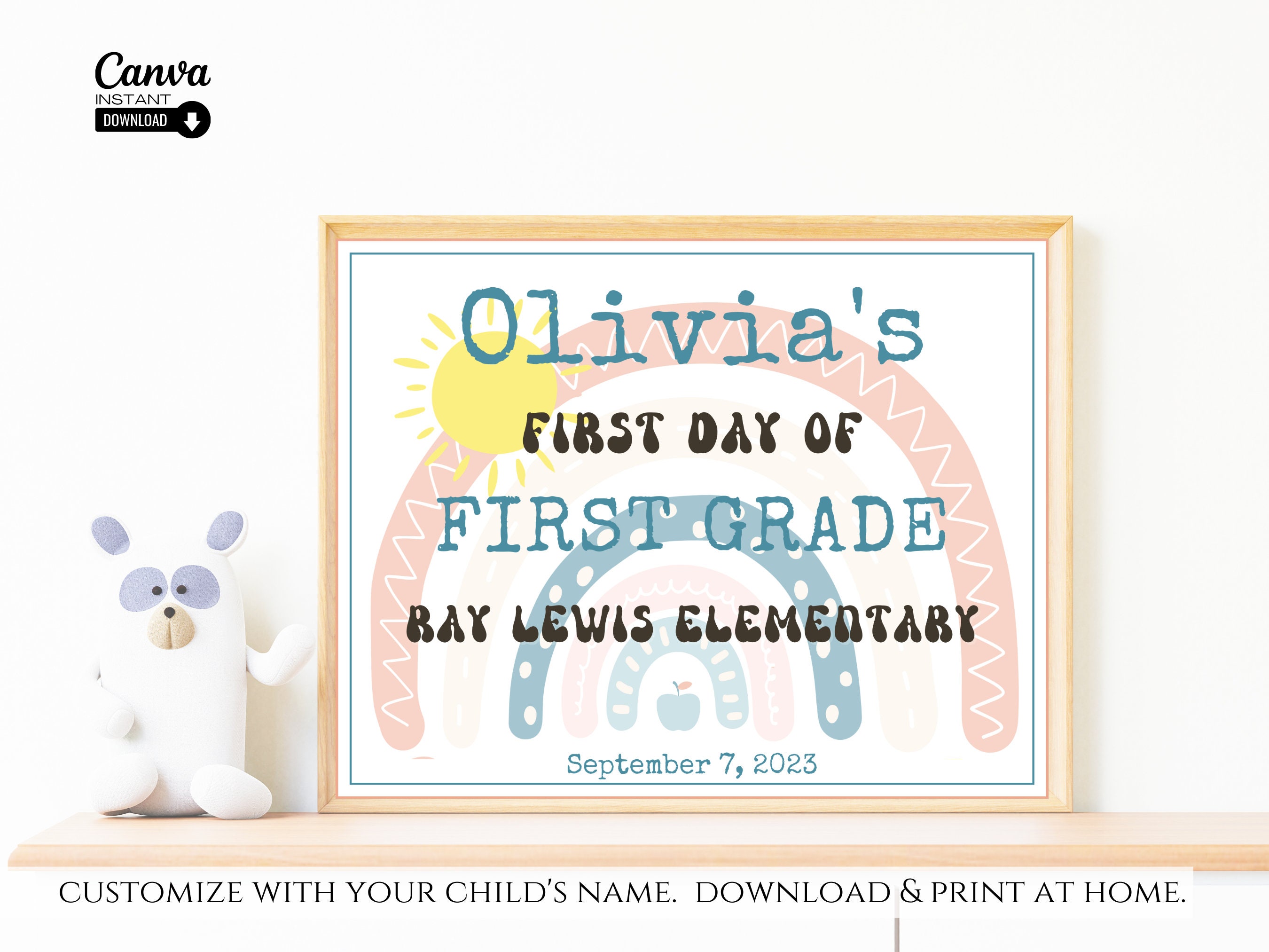 Printable First Day of School Sign Canva Template First Day - Etsy
