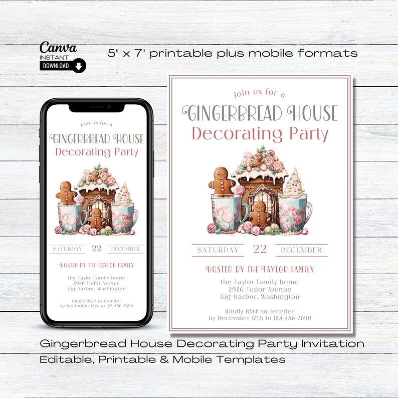 Editable Gingerbread House Decorating Party Invite Template - Etsy